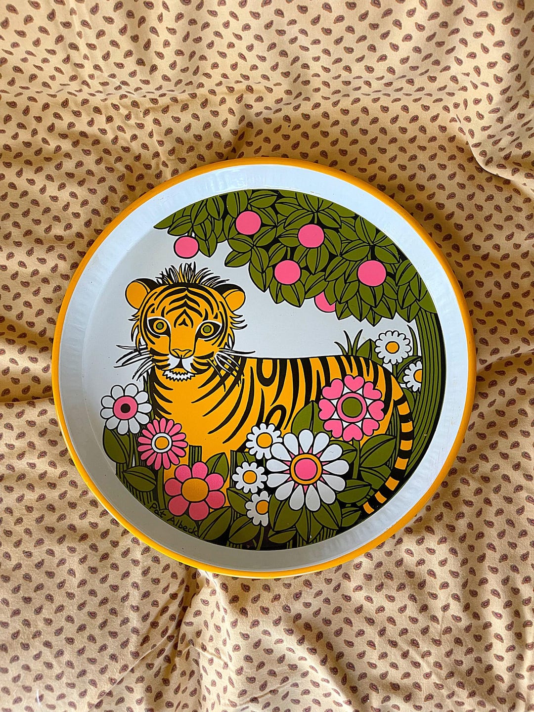 RARE Vintage Pat Albeck Tiger 60s 70s Metal Serving Tray - Etsy
