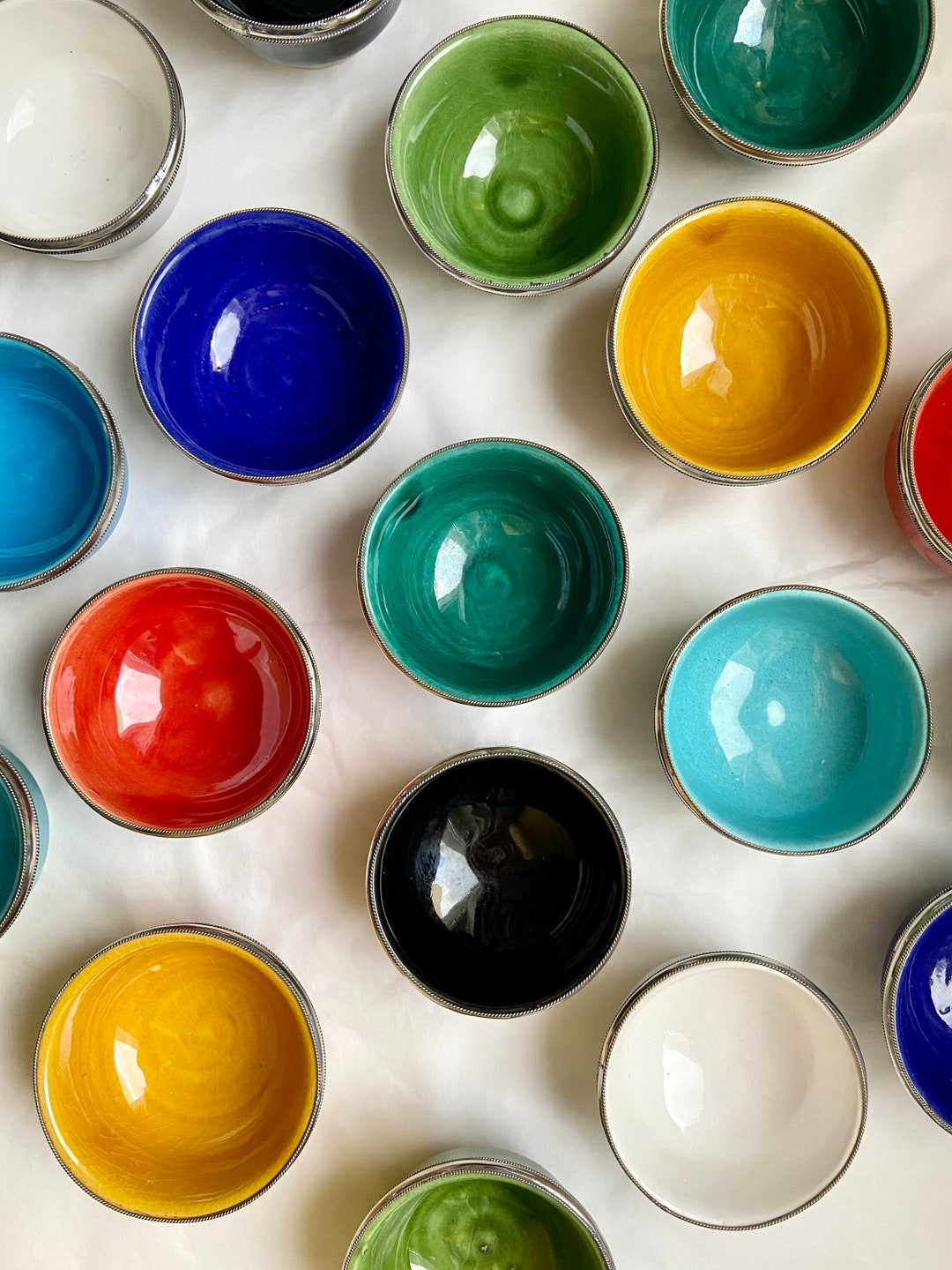 MINI Ceramic Bowl With Silver Lining Handmade in Morocco Perfect for ...