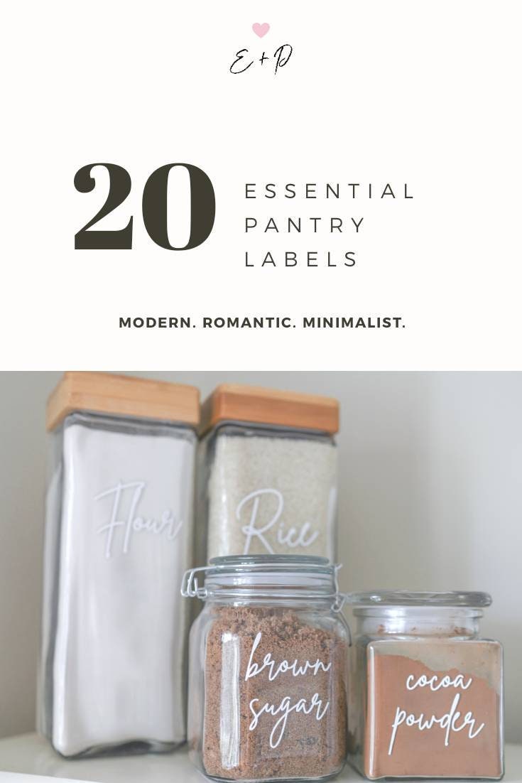 20 Essential Pantry Vinyl Labels Modern Romantic Minimalist Home ...