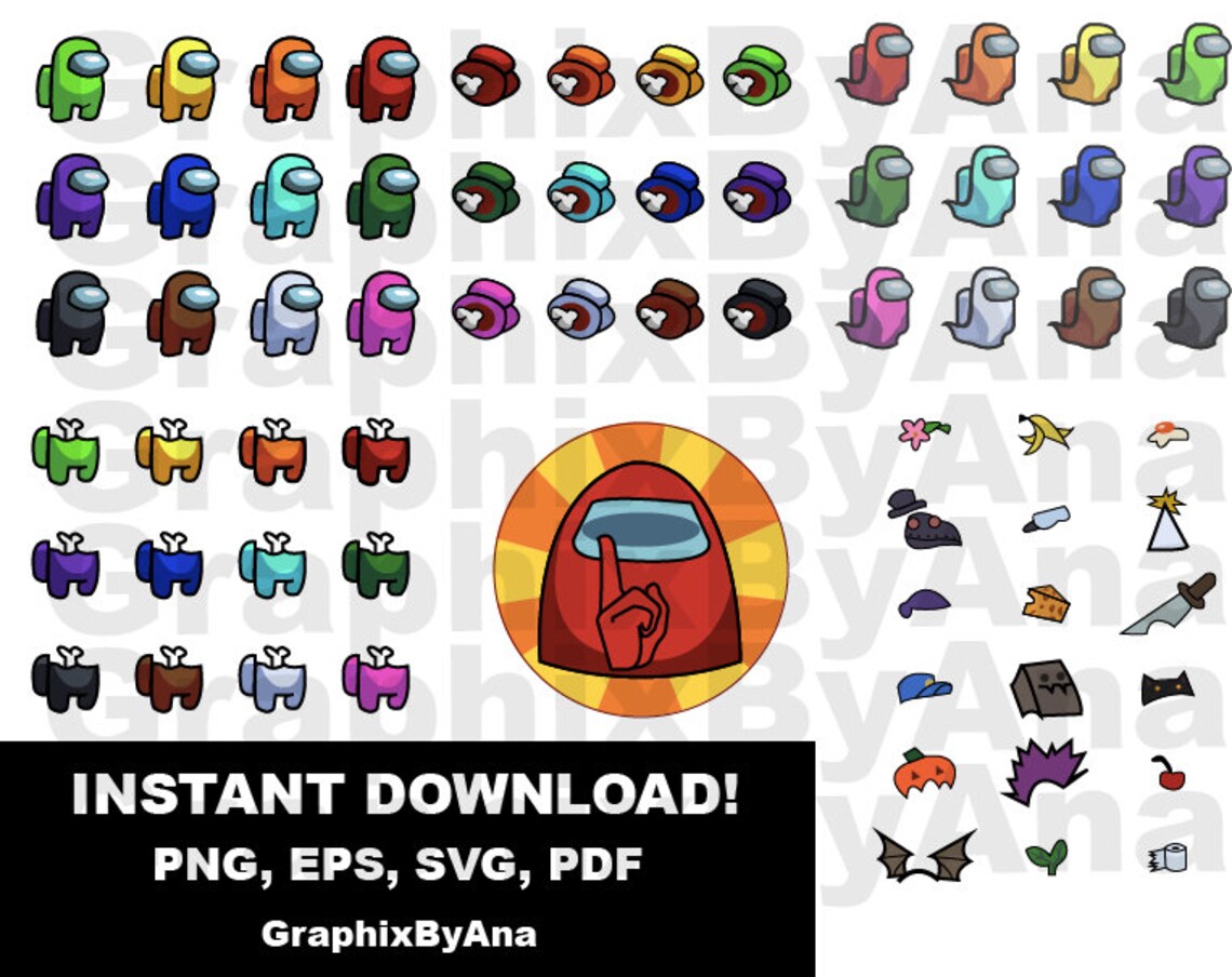 Among Us clip art svg esp png pdf live characters dead | Etsy