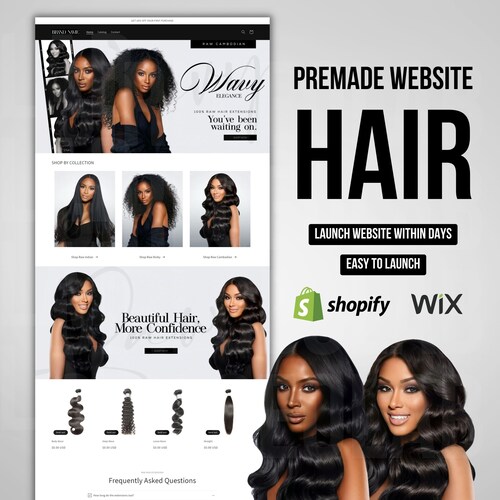 Beauty & Hair Premade Website Hair Extension Website - Etsy