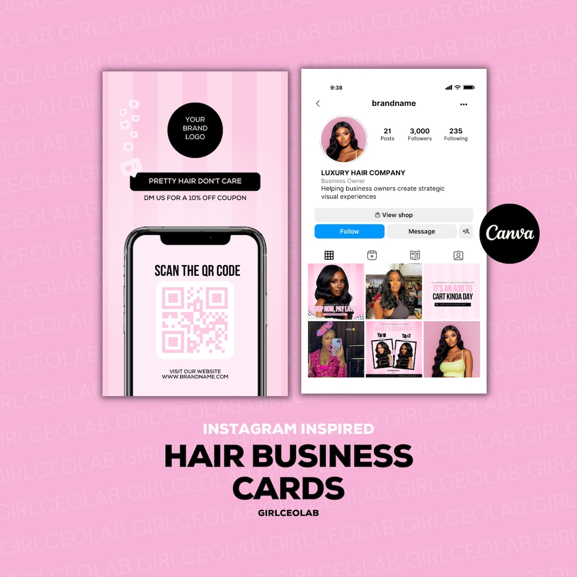 Instagram Business Card Templates, Canva Business Cards, IG Business ...