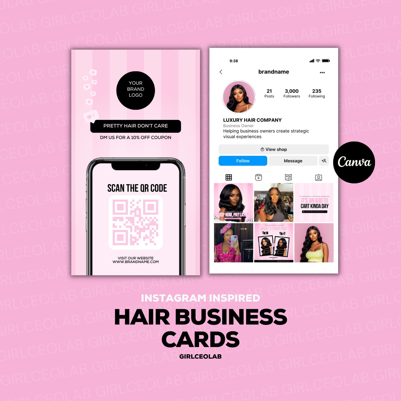 Instagram Business Card Templates, Canva Business Cards, IG Business ...