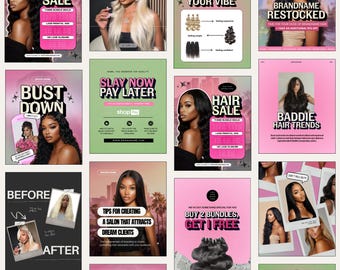 IG Hair Flyers I Editable Hair Instagram Templates Hair Social Media ...