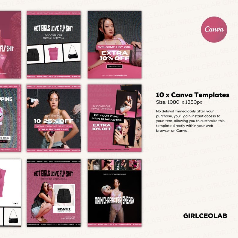 Editable Fashion Instagram Templates Trendy Fashion Social Media Posts ...