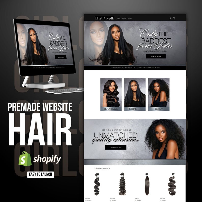 Beauty & Hair Premade Website Hair Extension Website - Etsy