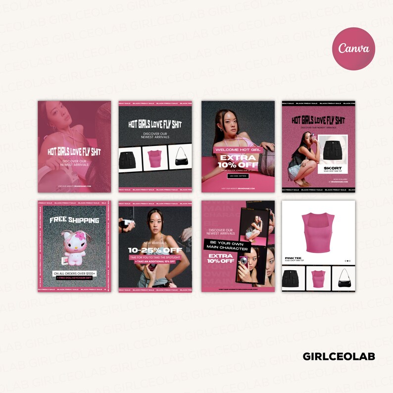 Editable Fashion Instagram Templates Trendy Fashion Social Media Posts ...