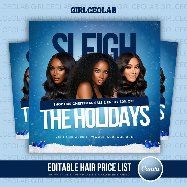 Christmas Flyer , DIY Christmas Hair Flyer, Editable Christmas Hair ...