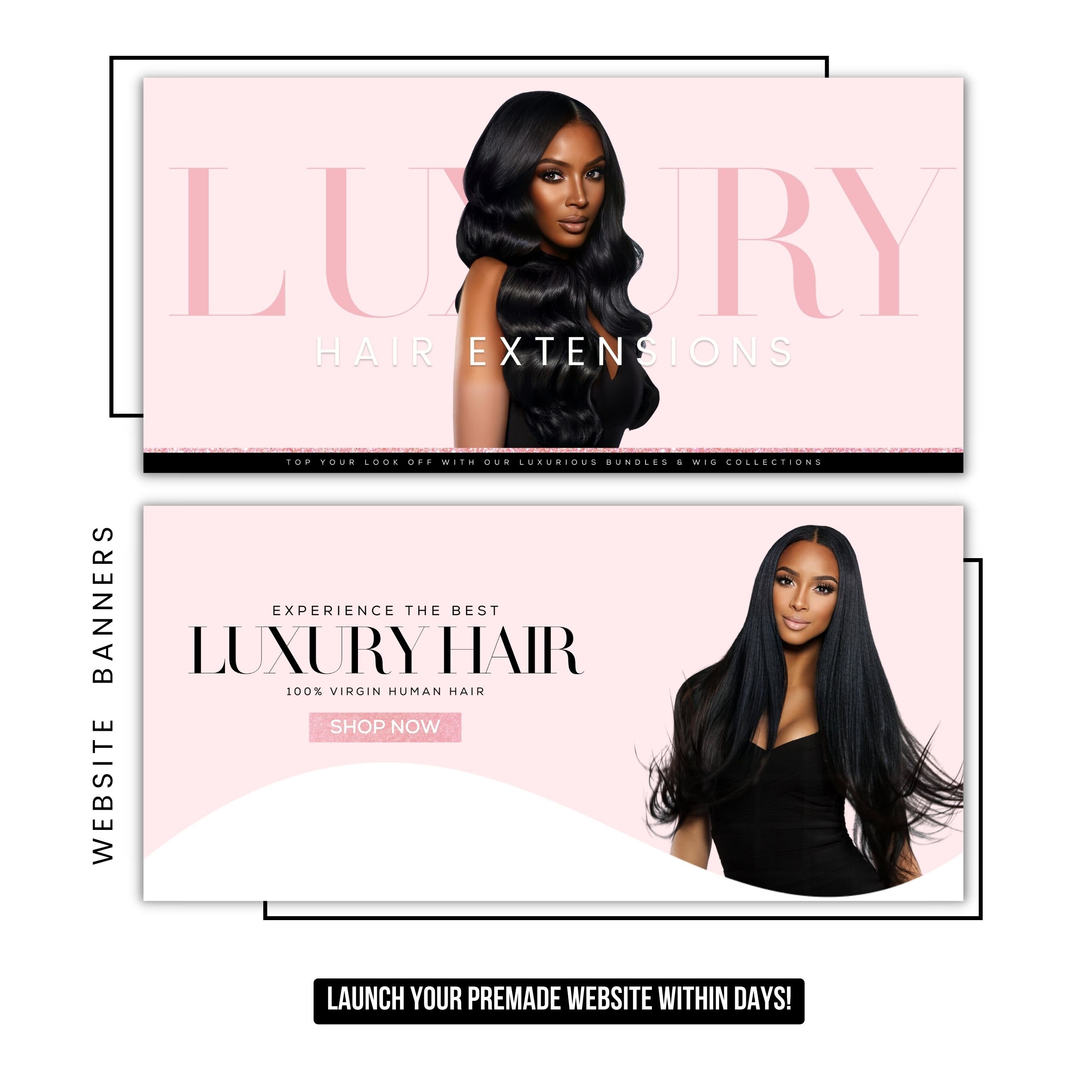 Pink Luxe Premade Website Template DIY Hair Website Banner Shopify ...