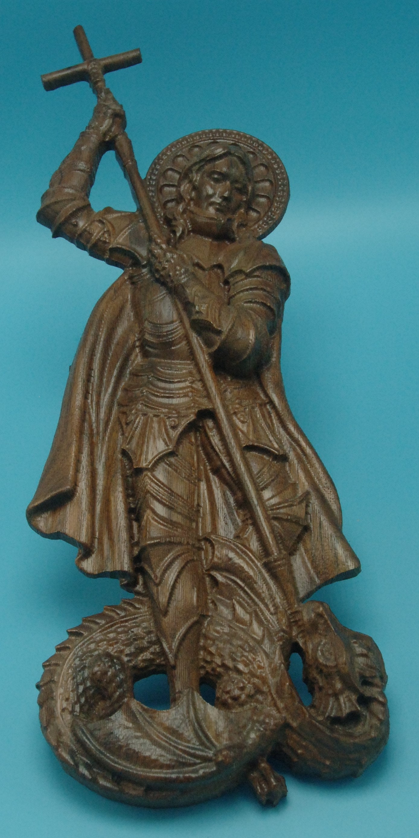 Saint George Wood Carving 15 1/2” Tall Wall Plaque Wall Hanging Statue ...