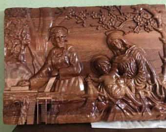Holy Family Wood Carving - Etsy