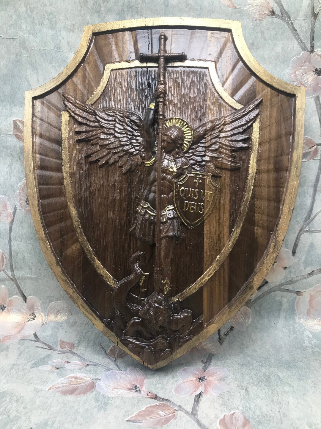Saint Michael Shield Plaque 13” Wall Plaque Wall Hanging Statue - Etsy