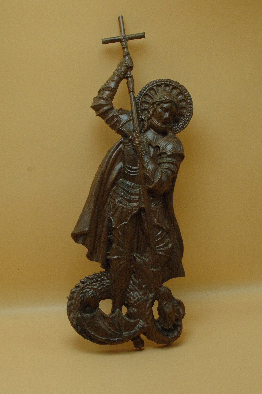 Saint George Wood Carving 15 1/2” Tall Wall Plaque Wall Hanging Statue ...