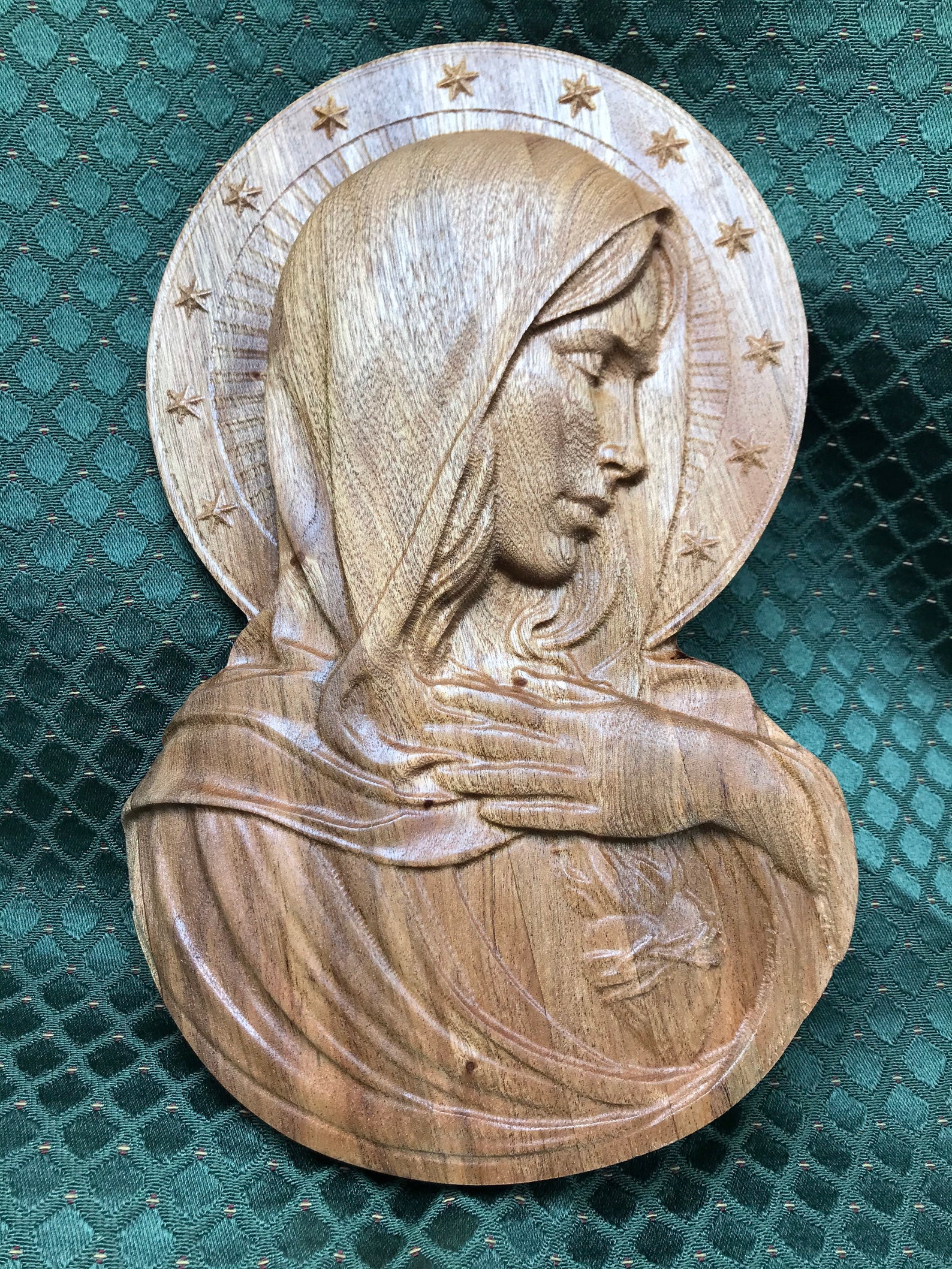 11” Immaculate Heart of Mary Crown of 12 Stars Wood Carvings - Etsy