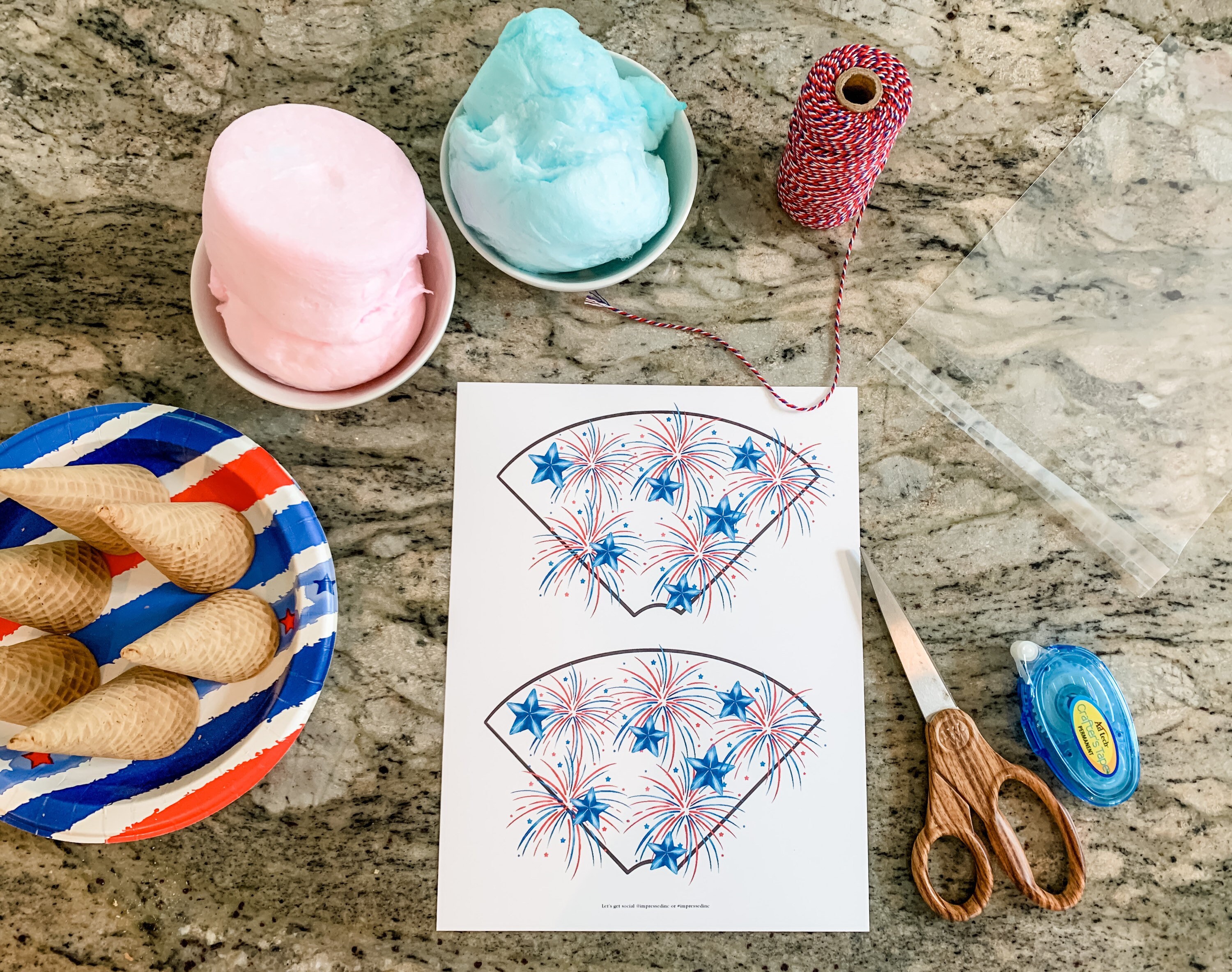 Patriotic Party Ice Cream Cone Wraps Digital Download Memorial Day, 4th ...