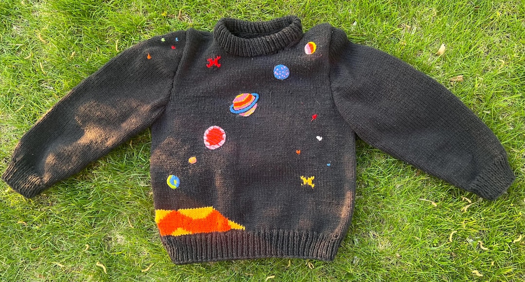 Solar System Intarsia Hand Knitted Black Multicolor Harry Styles Elder ...