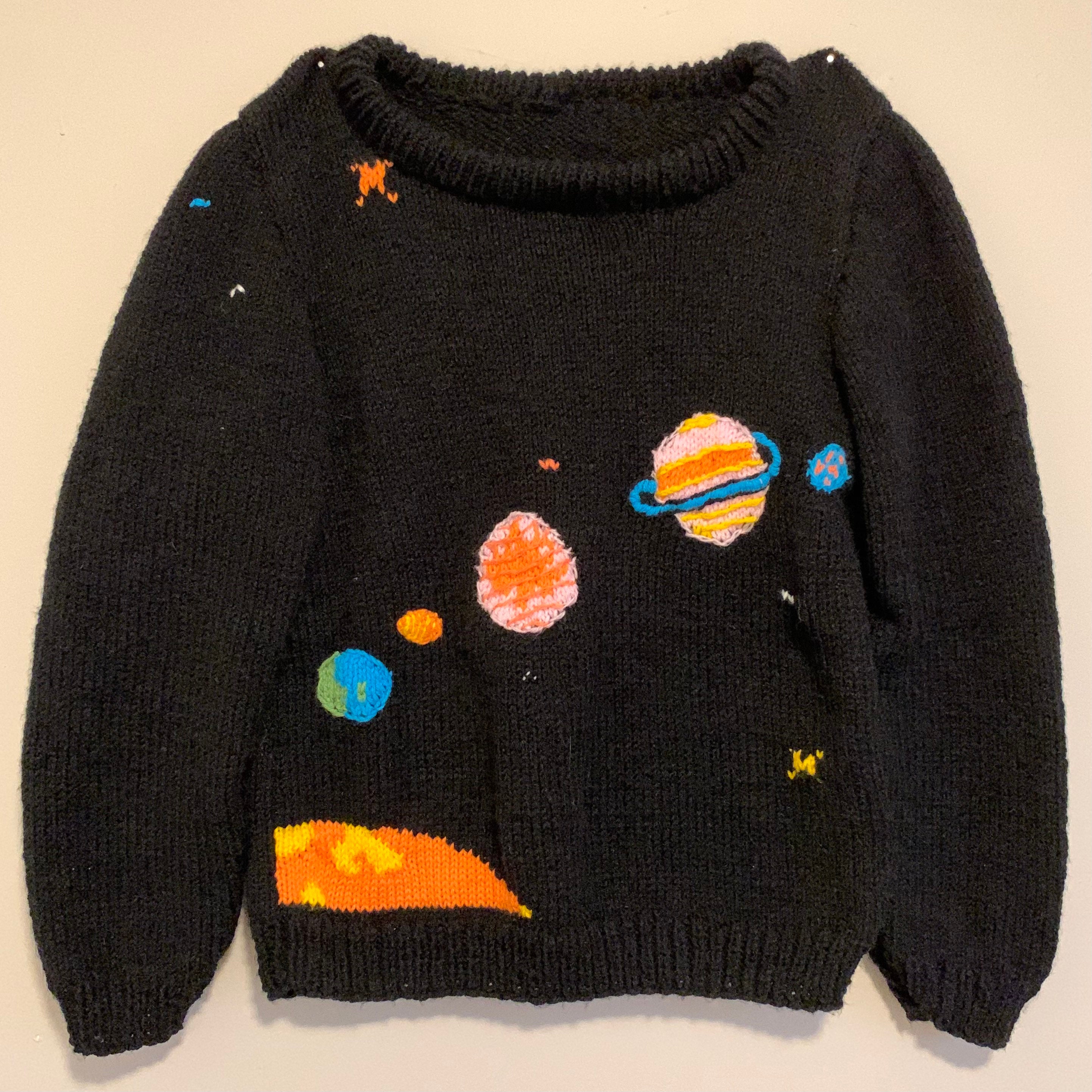 Solar System Intarsia Hand Knitted Black Multicolor Harry Styles Elder ...