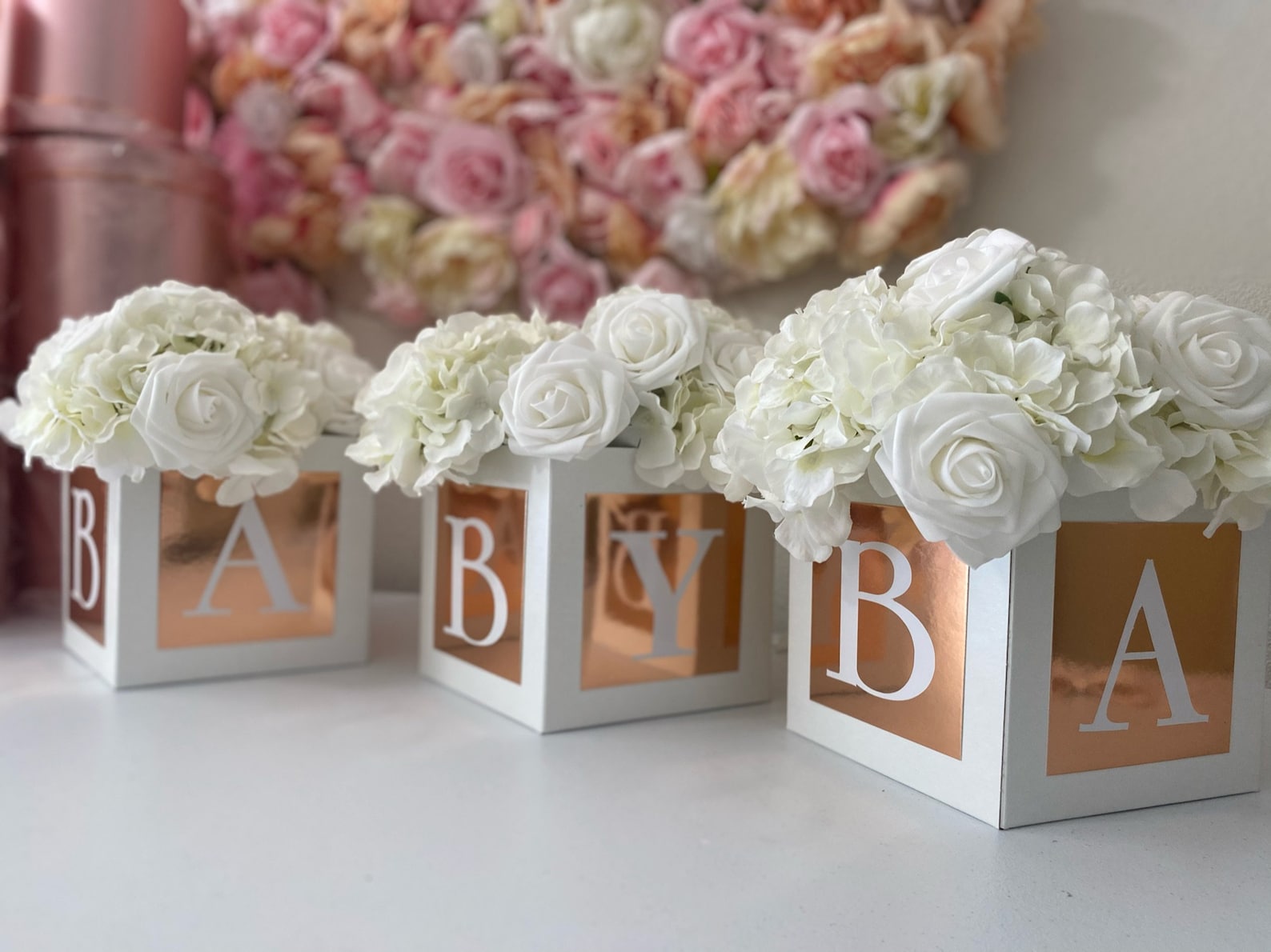 Rose Gold Baby Shower Decorations Baby Block Letters - Etsy