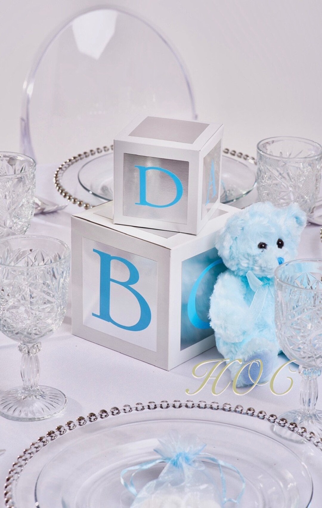 Baby Blue Baby Shower Decorations Baby Block Centerpieces for Boy 2 Set ...