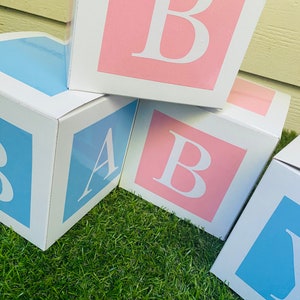 Baby Blue Baby Shower Decorations Baby Block Centerpieces for Boy 2 Set ...