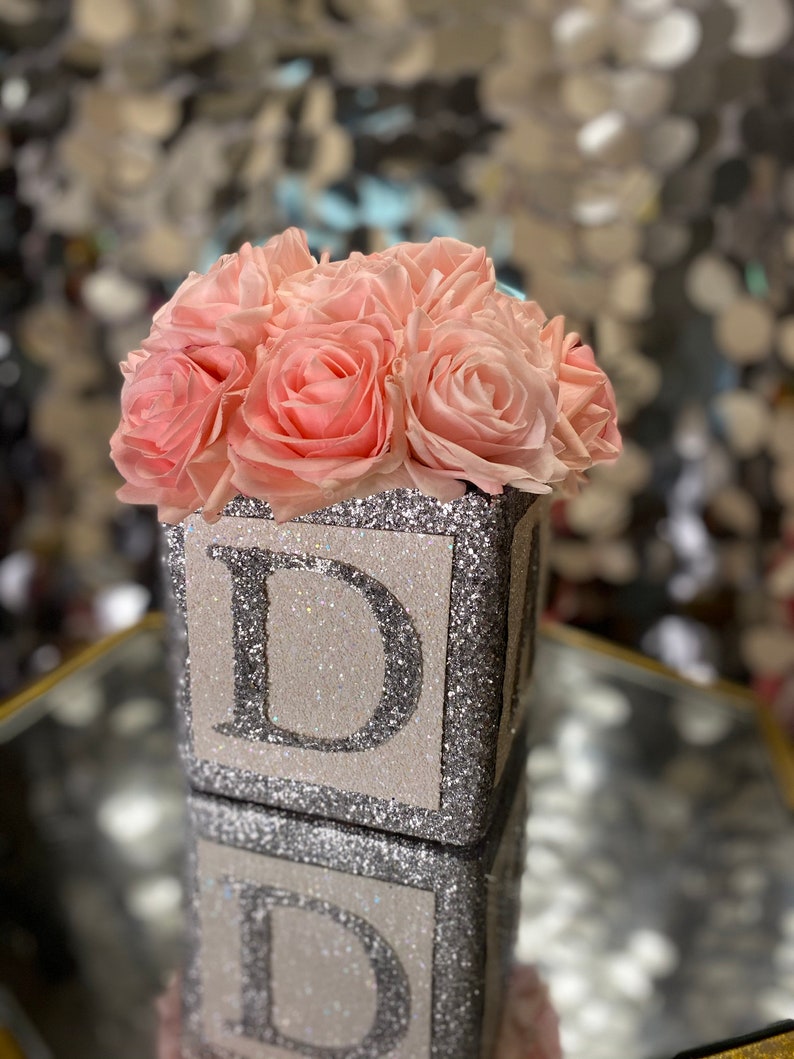 Silver Baby Shower Decorations Jumbo Baby Block Letter Centerpieces for ...