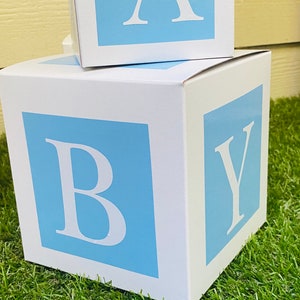Baby Blue Baby Shower Decorations Baby Block Centerpieces for Boy 2 Set ...