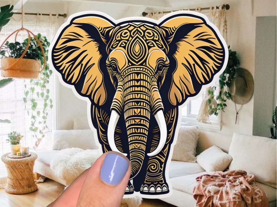 3 Inch Golden African Elephant Sticker - Etsy
