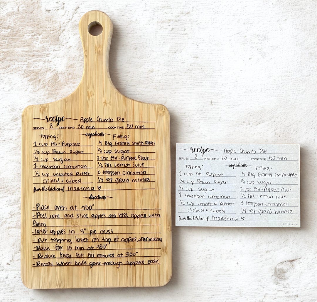 Personalized Recipe Cutting Board, Handwritten Family Recipe Engraved ...