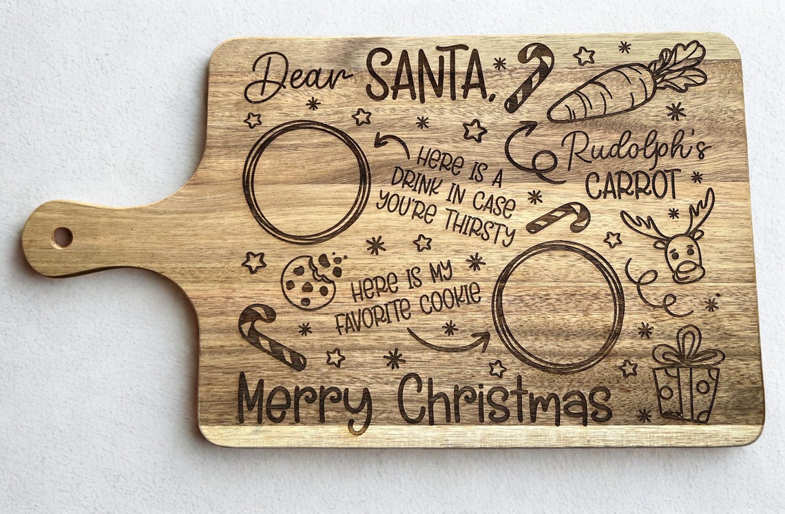 Personalized Santa Treat Board – Engraved Christmas Eve Cookie & Milk ...