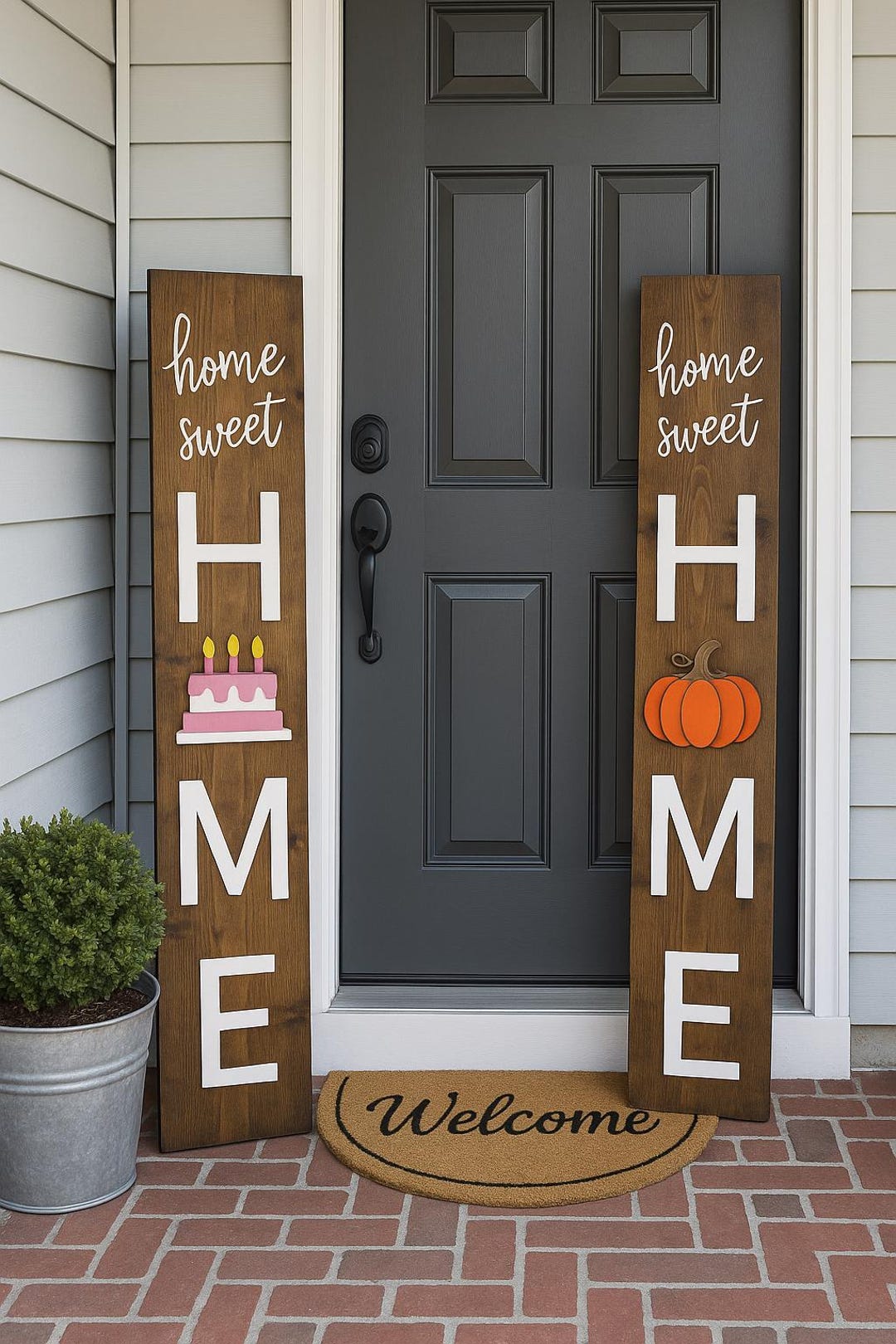 Interchangeable Home Sweet Home Porch Sign: Walnut Stained Pine - Etsy