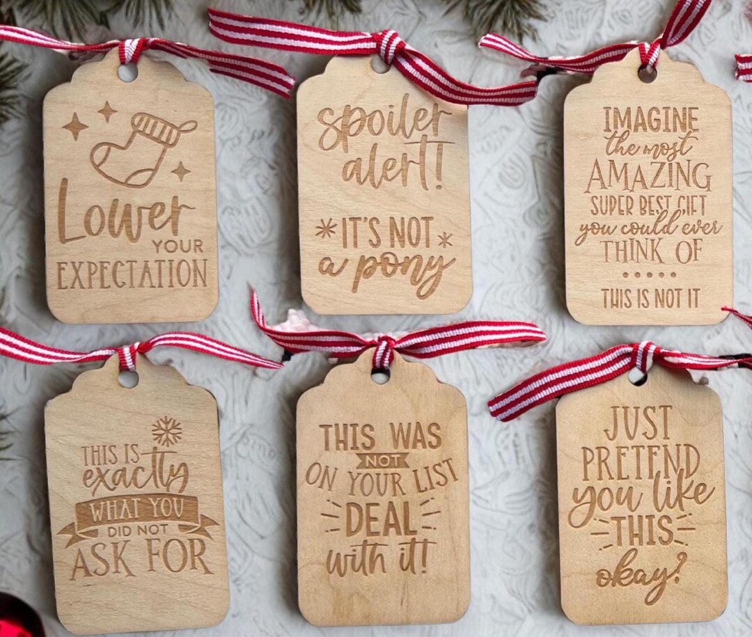 Funny Wooden Christmas Gift Tags, Laser Engraved Holiday Tags With ...