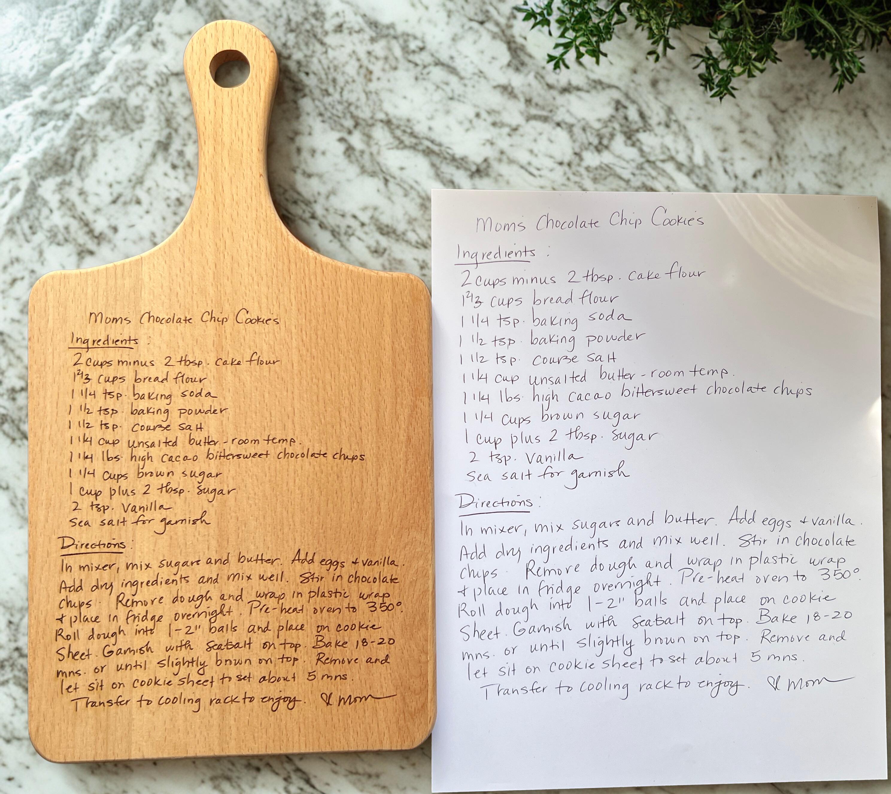Personalized Recipe Cutting Board, Handwritten Family Recipe Engraved ...