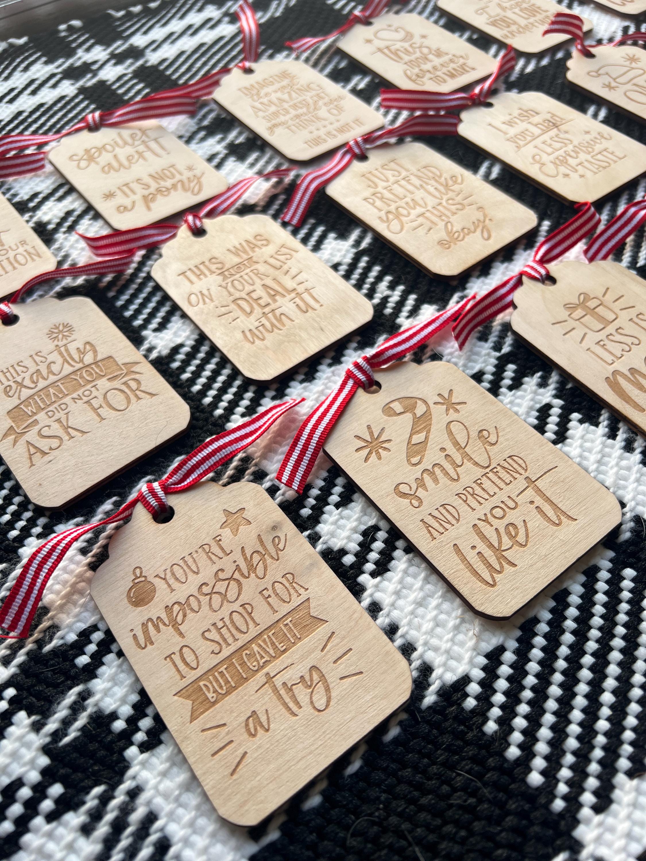 Funny Wooden Christmas Gift Tags, Laser Engraved Holiday Tags With ...