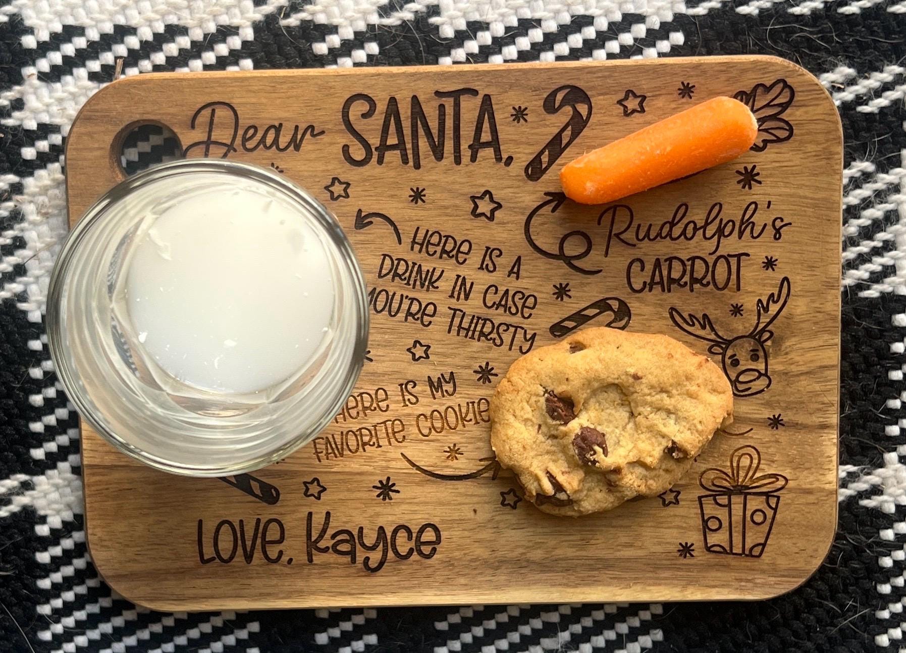 Personalized Santa Treat Board – Engraved Christmas Eve Cookie & Milk ...
