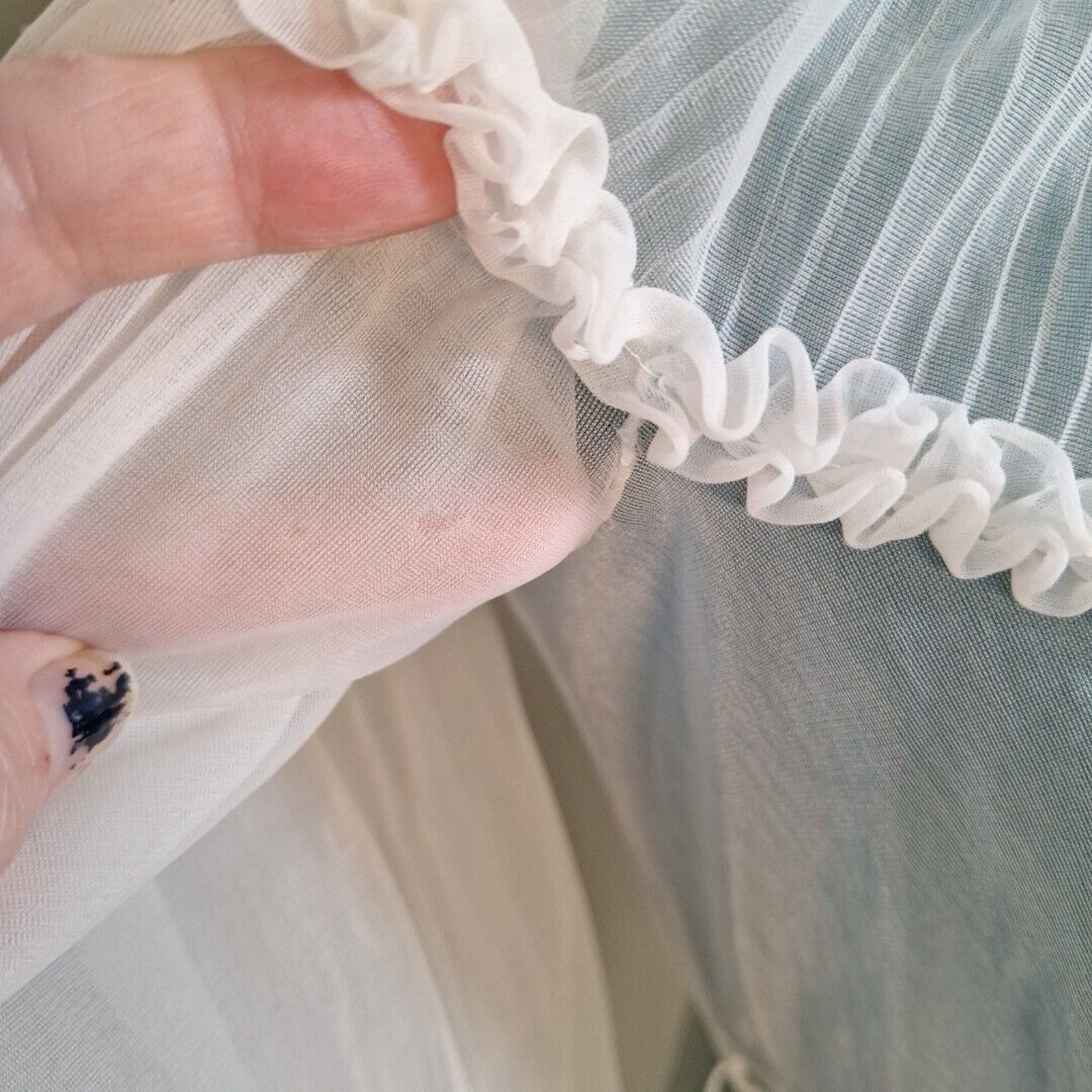Vintage 60s off White Sheer Full Length Peignoir Negligee Nightgown ...