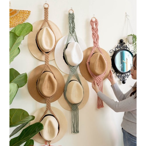 Macrame Hat Holder Boho Hat Hanger Hat Rack Hat Storage - Etsy