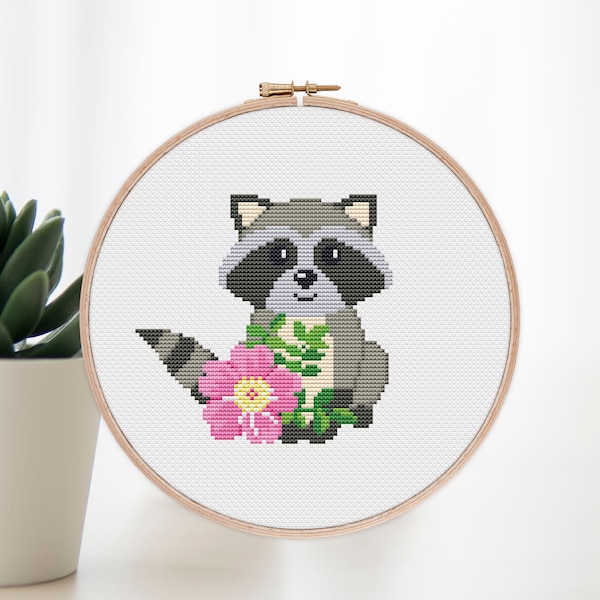 Raccoon Cross Stitch - Etsy