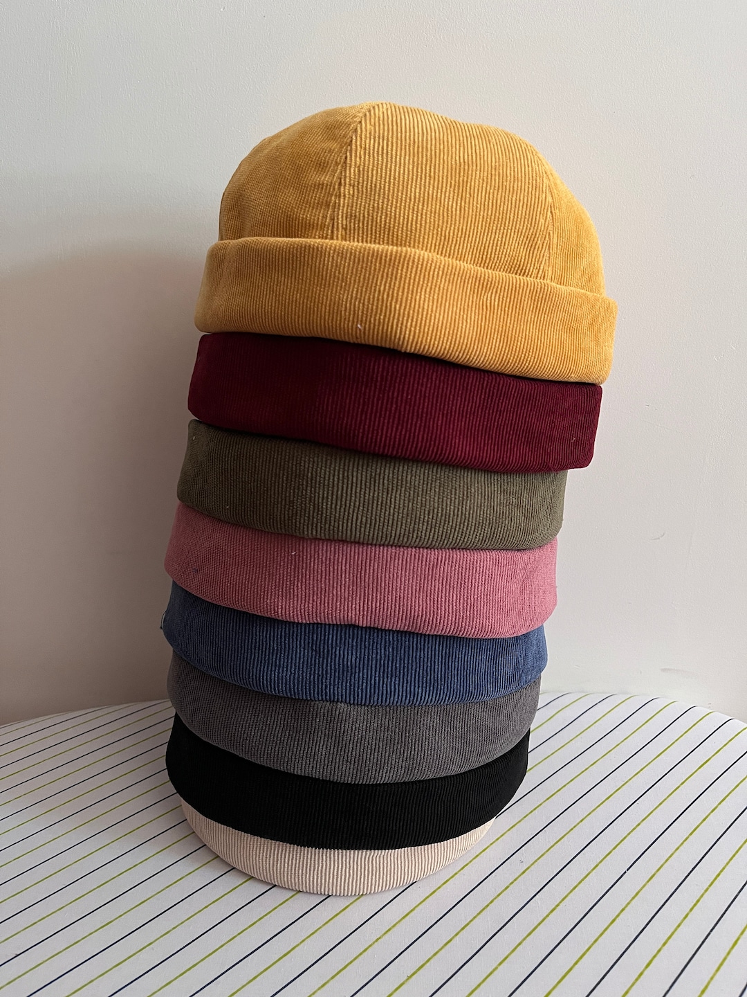 8 Colors Solid Color Brimless Beanie Docker Cap,sailor Hat,rolled Cuff ...