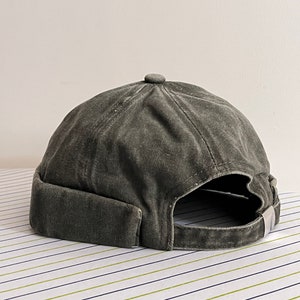 4 Colors Brimless Washed Denim Beanie Docker Cap,sailor Hat,rolled Cuff ...