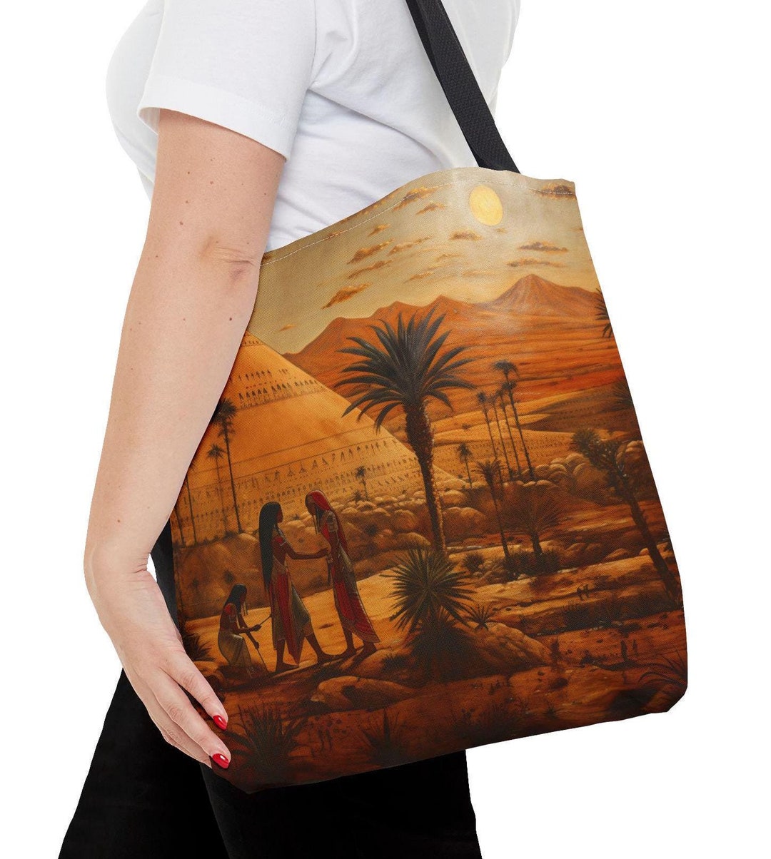 Egyptian Pyramid Tote Bag: Ancient Scene Art, Eco-friendly Polyester - Etsy