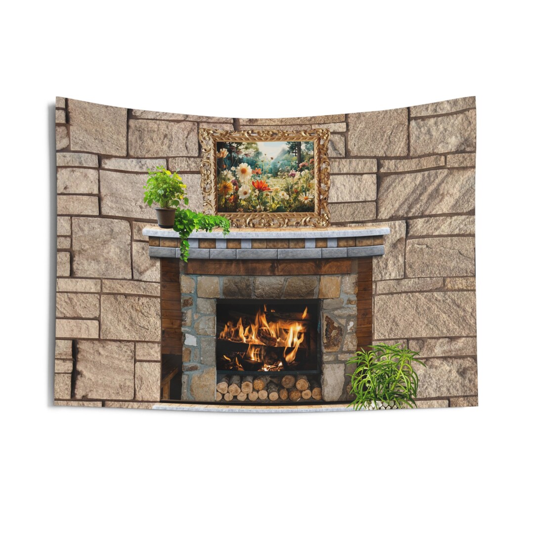 Summer Fireplace Wall Tapestry, Horizontal for Student Dorm or Condo - Etsy