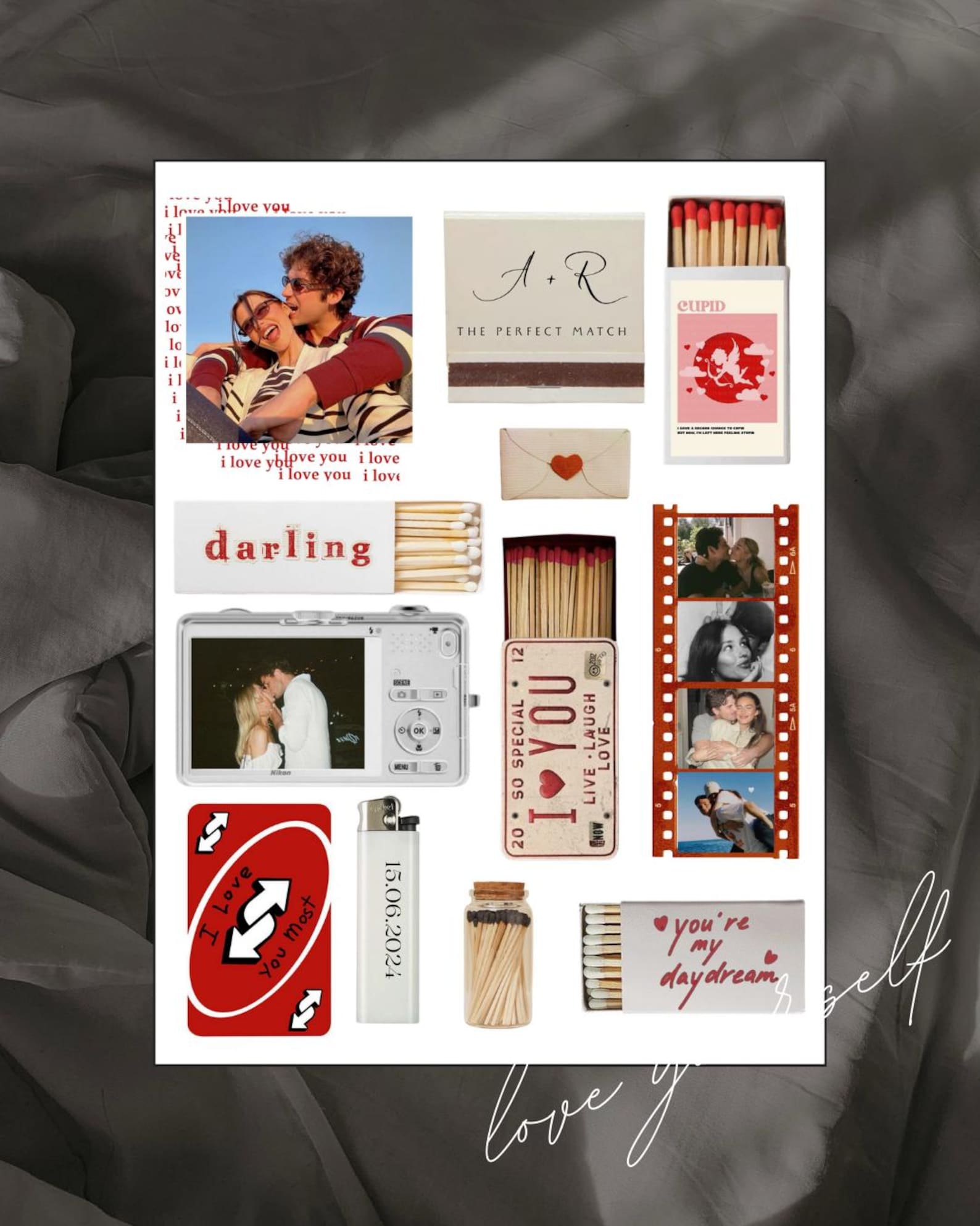 Retro Matchbook Collage Template | Love & Anniversary Gift | Editable ...