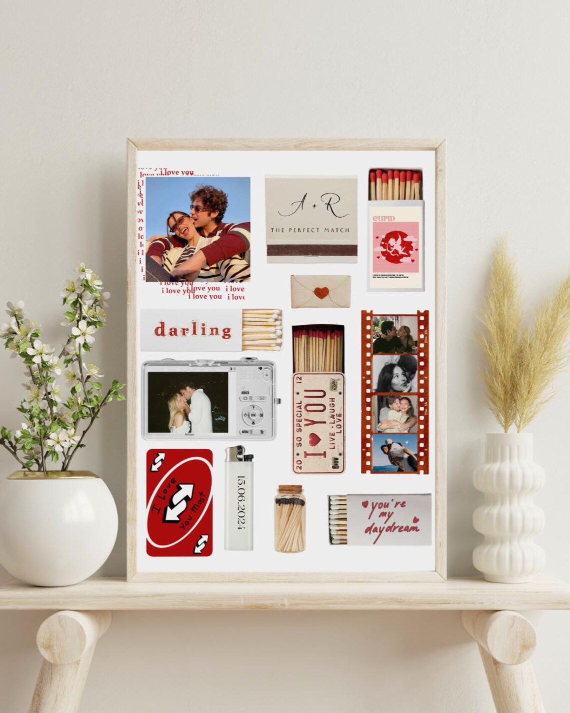 Retro Matchbook Collage Template | Love & Anniversary Gift | Editable ...