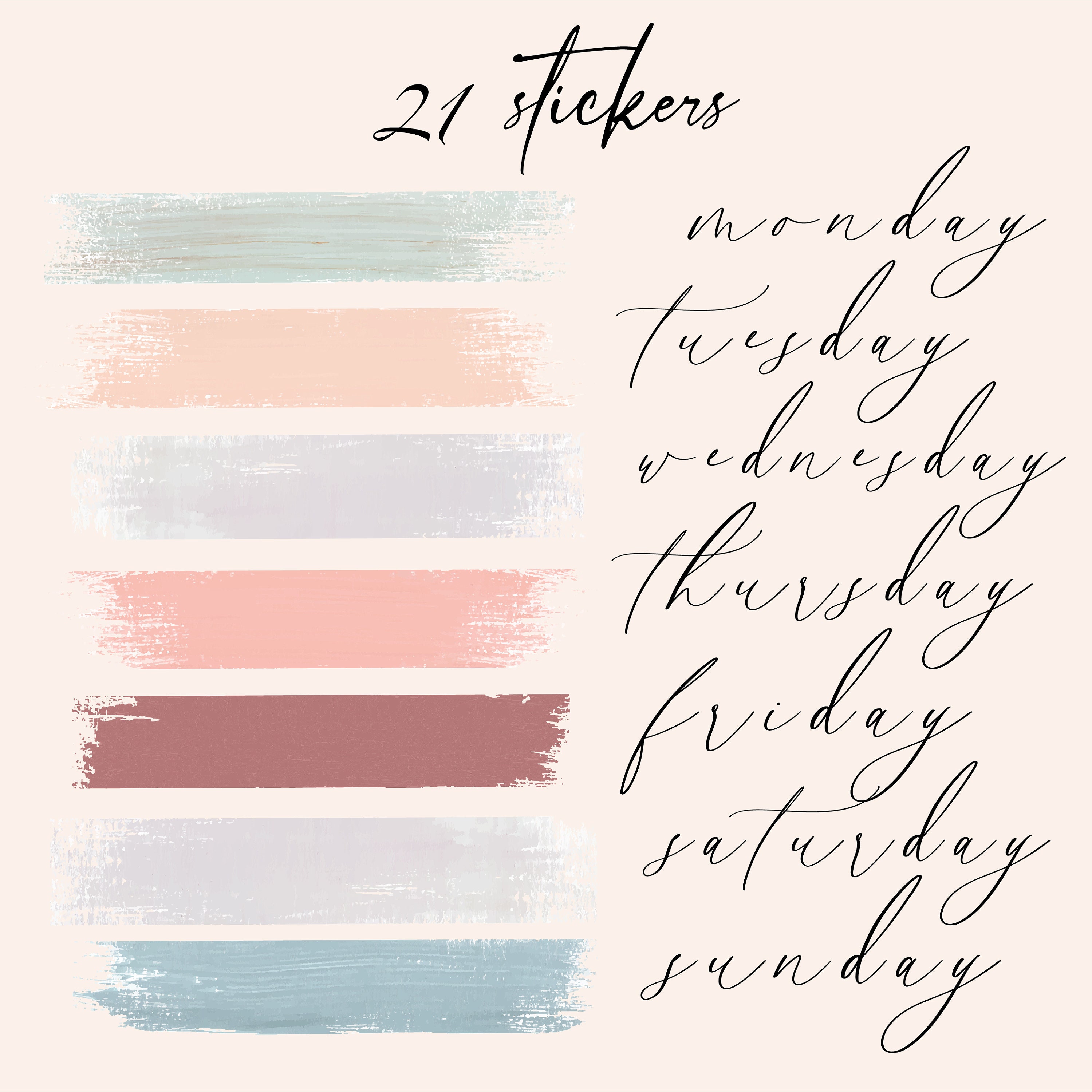 Instagram Story Sticker Set Daily Basic Weekdays | 21 Sticker ...