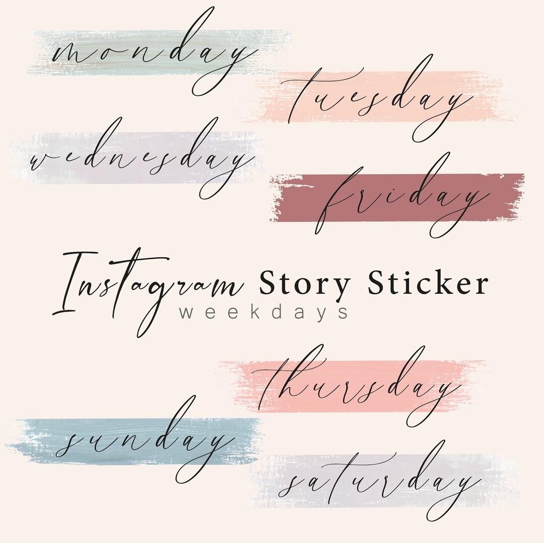 Instagram Story Sticker Set Daily Basic Weekdays | 21 Sticker ...