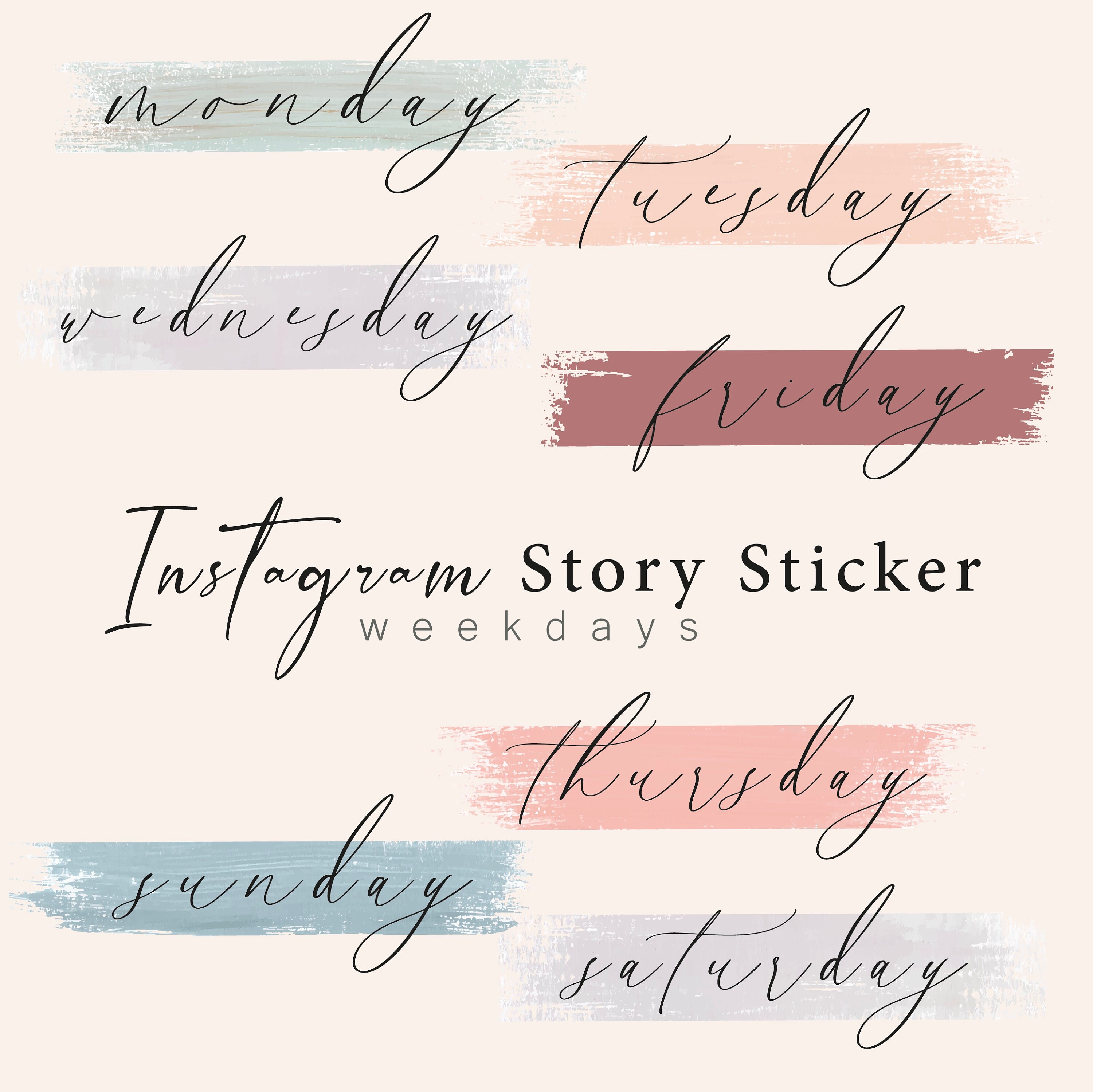 Instagram Story Sticker Set Daily Basic Weekdays | 21 Sticker ...