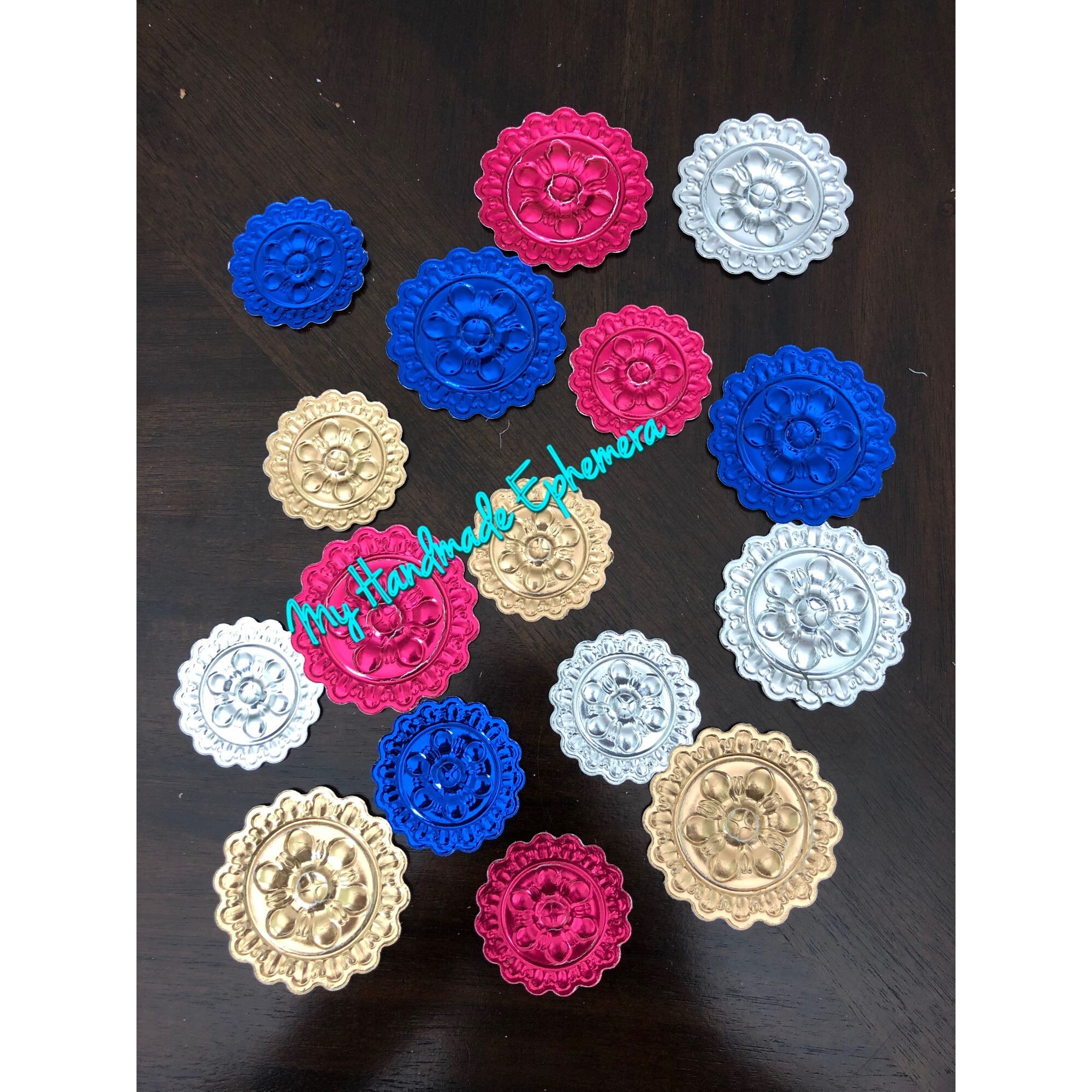 Embossed Medallions. Set of 16. Theme- Various Size - 1 5/8” Circle, 2 ...