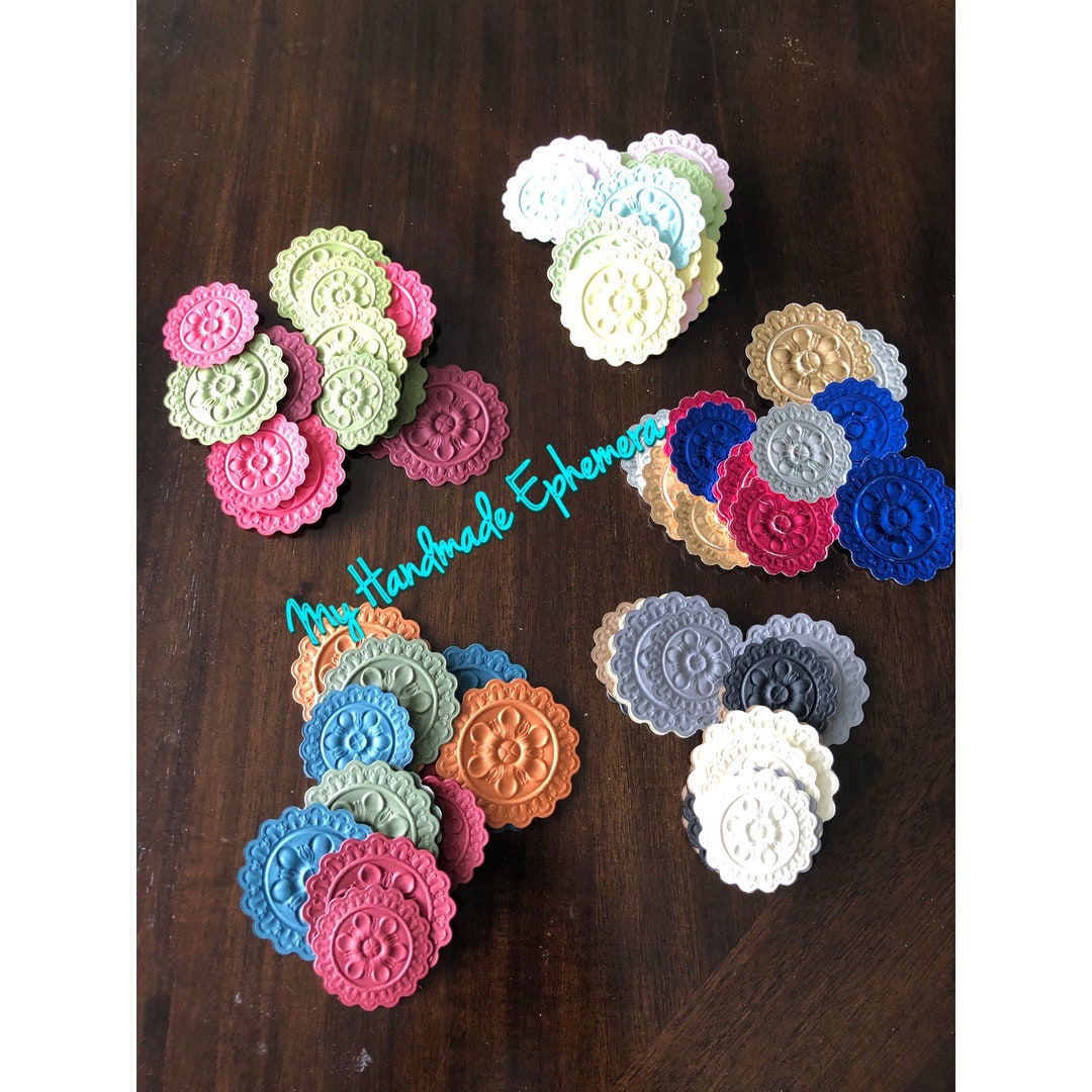 Embossed Medallions. Set of 16. Theme- Various Size - 1 5/8” Circle, 2 ...