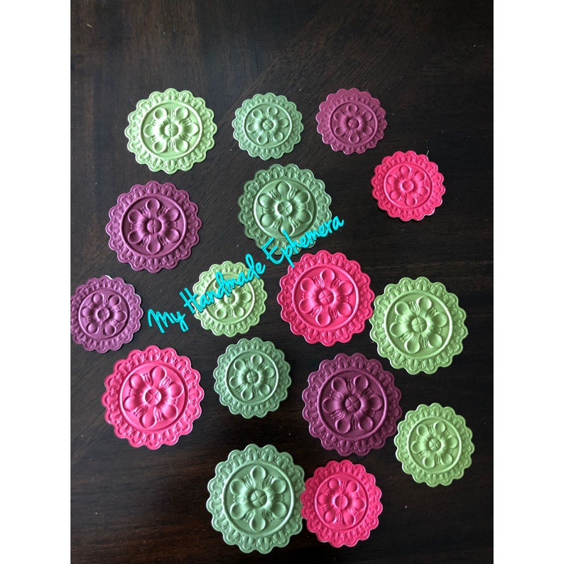 Embossed Medallions. Set of 16. Theme- Various Size - 1 5/8” Circle, 2 ...