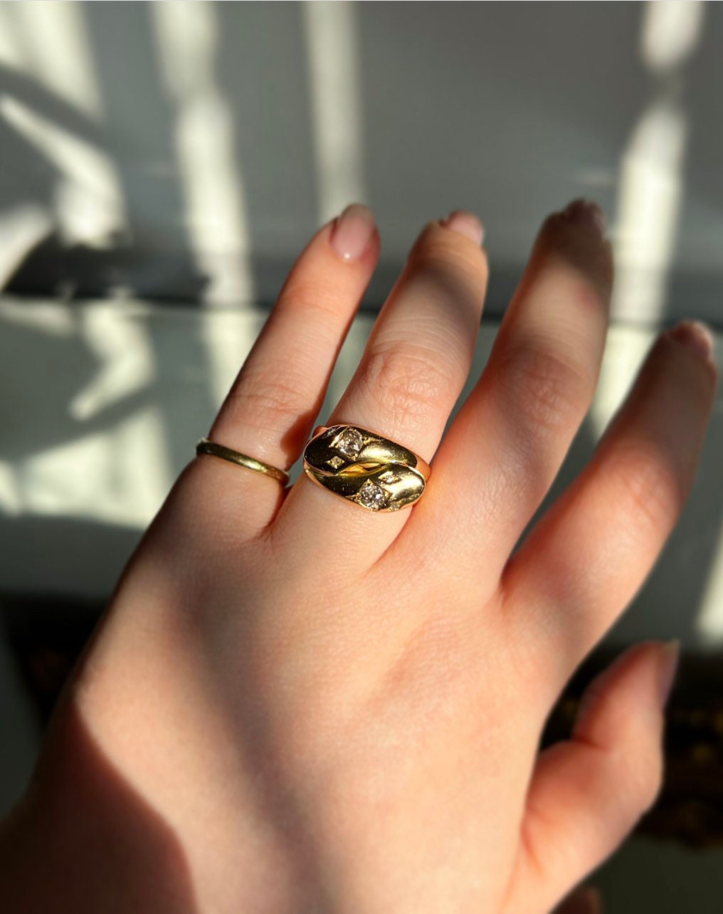 Victorian Diamond Double Snake Ring - Etsy